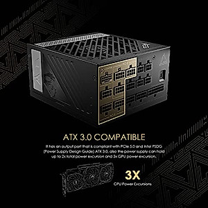 MEG Ai1300P PCIE 5 & ATX 3.0 Gaming Power Supply - Full Modular - 80 Plus Platinum Certified 1300W - 100% Japanese 105°C Capacitors - Compact Size - ATX PSU