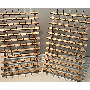 2 - 66 Large Spool Cone Wood Thread Racks (Holds 132 Spools) Hardwood, Freestanding or Wall Mount | Perfect for Large King Size Cones | For Sewing, Embroidery, Quilting, & Specialty Thread Storage
