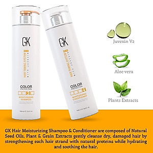 Global Keratin GK Hair Moisturizing Shampoo and Conditioner Set 1000ml I Organic Argan Oil Hair Serum For Frizz Control Dry Damage Hair Repair 10ml