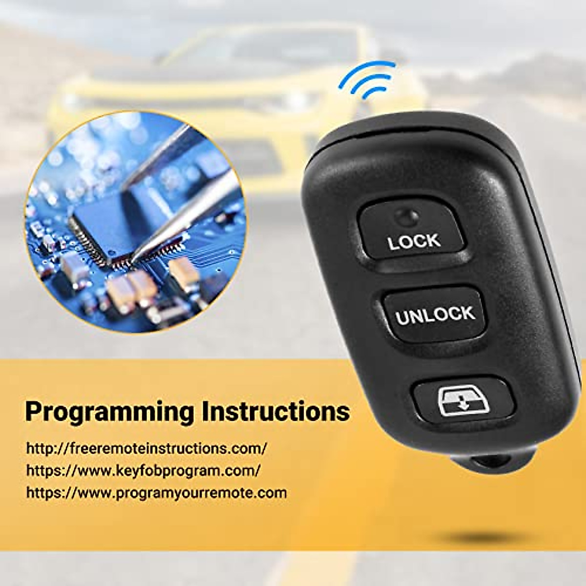 Keyless Entry Remote Control Car Key Fob Compatible with 1999 - 2009 Toyota 4Runner 2001-2007 Toyota Sequoia Key Replacement FCC ID HYQ12BBX HYQ12BAN (2 Pack)