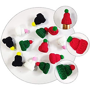 BESTOYARD 20pcs Mini Beanie Tiny Knit Hats for Crafts Handmade Mini Hat Tree Ornaments Miniature Knitted Hats Cute Doll Hat Small Santa Hats Decor Bottle Knitting Wool Cell Phone