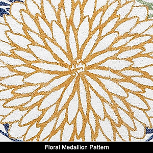 HEBE Boho Round Rug for Bedroom 4' Circle Bathroom Rug Washable Mandala Accent Throw Rugs Non-Slip Soft Floor Mat for Entryway Living Room Sofa Kids Room Nursery