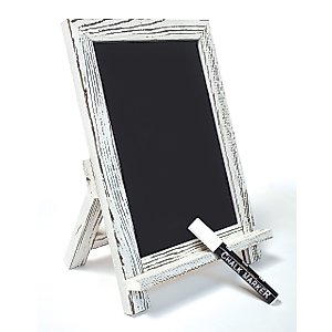 Better Office Products Framed Tabletop Chalkboard Sign, 9.5" x 14", Rustic Wood Frame, Small Magnetic Chalkboard with Built-in Ledge and Folding Stand, One White Chalk Marker Included,(Whitewash)