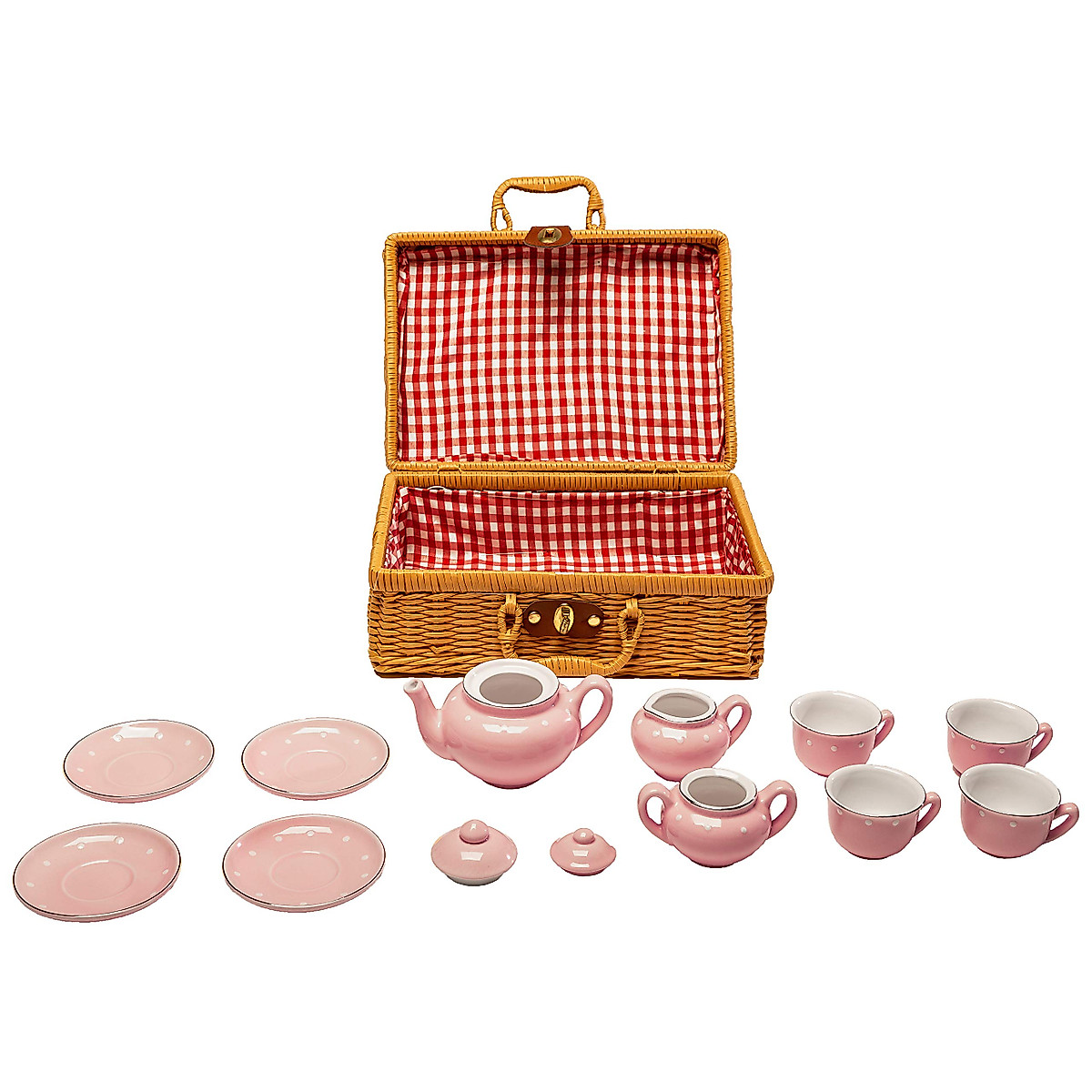 Children's Porcelain Play Tea Set - 13pcs, Light Pink