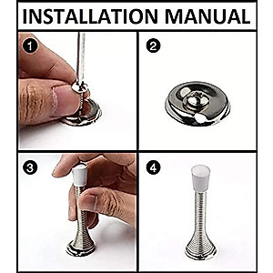 12 Pack Spring Door Stopper 3-1/8" Flexible Heavy Duty Screw-in Stainless Steel with Rubber Bumper (White)