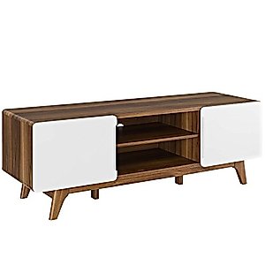 Modway Tread Mid-Century Modern 59 Inch TV Stand, 59", Walnut White