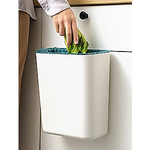 Hanging Trash Can for Kitchen Cabinet Door, Wall Mounted Garbage Bin for Bedroom Bathroom RV (2.2 Gallon/ 8.4L)