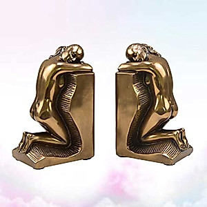 Bookends 2Pcs Beauty Girl Bookends Copper Art Book Stands Book Organising Frames Creative Book Supports Book Ends