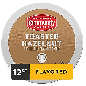 Community Coffee Toasted Hazelnut Flavored 12 Count Coffee Pods, Medium Roast, Compatible with Keurig 2.0 K-cup Brewers, 12 Count (Pack of 1)