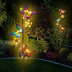 NAN ZAI NAN FANG Solar Garden Lights 2 Pack Outdoor Butterfly Garden Decor Waterproof Butterfly Solar Stake Lights for Garden,Lawn,Patio or Courtyard