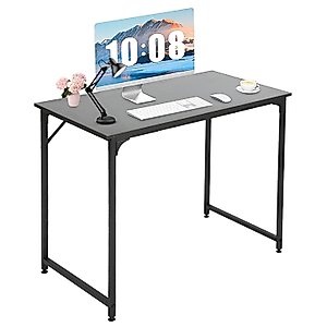 Ruesleag Computer Desk 39’’Study Working Table Gaming Writing Workstation Desk w/Sturdy Metal Frame Large Working Area PC Desk Space-Saving for Home Office Meeting Room School,Black