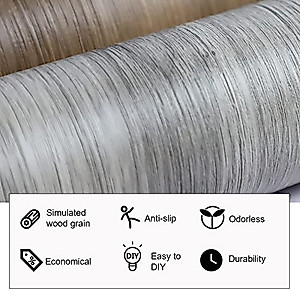 Oxdigi Peel and Stick Vinyl Flooring Roll 23"x 393"/64 Sq.Ft, Self Adhesive Vinyl Floor Tiles Wood Plank Flooring Waterproof Wear-Resistant for Any Room, Easy DIY Floor Coverings, Oak Grey