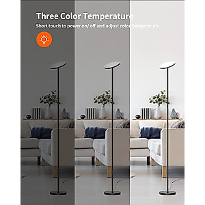 OYU LED Floor Lamp, LED Torchiere Floor Lamp, Lamp That Lights Up Whole Room, Bright Floor Lamp 30W/2500LM, 3000K-6500K with Night Light Mode & Touch Control, LED Floor Lamps for Living Room, Bedroom