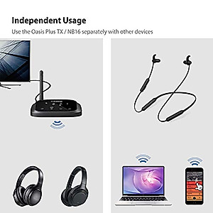 Avantree HT5006 Wireless Earbuds for TV Listening, Passthrough Support, 20Hrs Neckband Headphones with Bluetooth Transmitter for Optical Digital, RCA, 3.5mm AUX TVs, Plug n Play, No Audio Delay