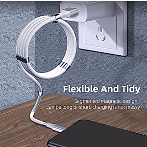 New Magnetic Charging Cable USB-Lighting New Winding Technology Very Organized 3ft Long Fashionable 3A Fast Charging Data Transfer Cord (Lighting)