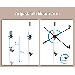 elitehood iPad Stand & Boom Mic Stand, Height Adjustable iPad Microphone Holder Stand, Tablet Microphone Tripod Stand for Singing, Compatible with iPad Pro Air Mini and 4-12.9’’ Phones & Tablets