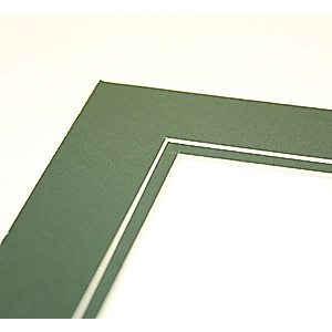 topseller100, Pack of 10 Dark Green 8x10 Picture Mats Matting with White Core Bevel Cut for 5x7 Pictures