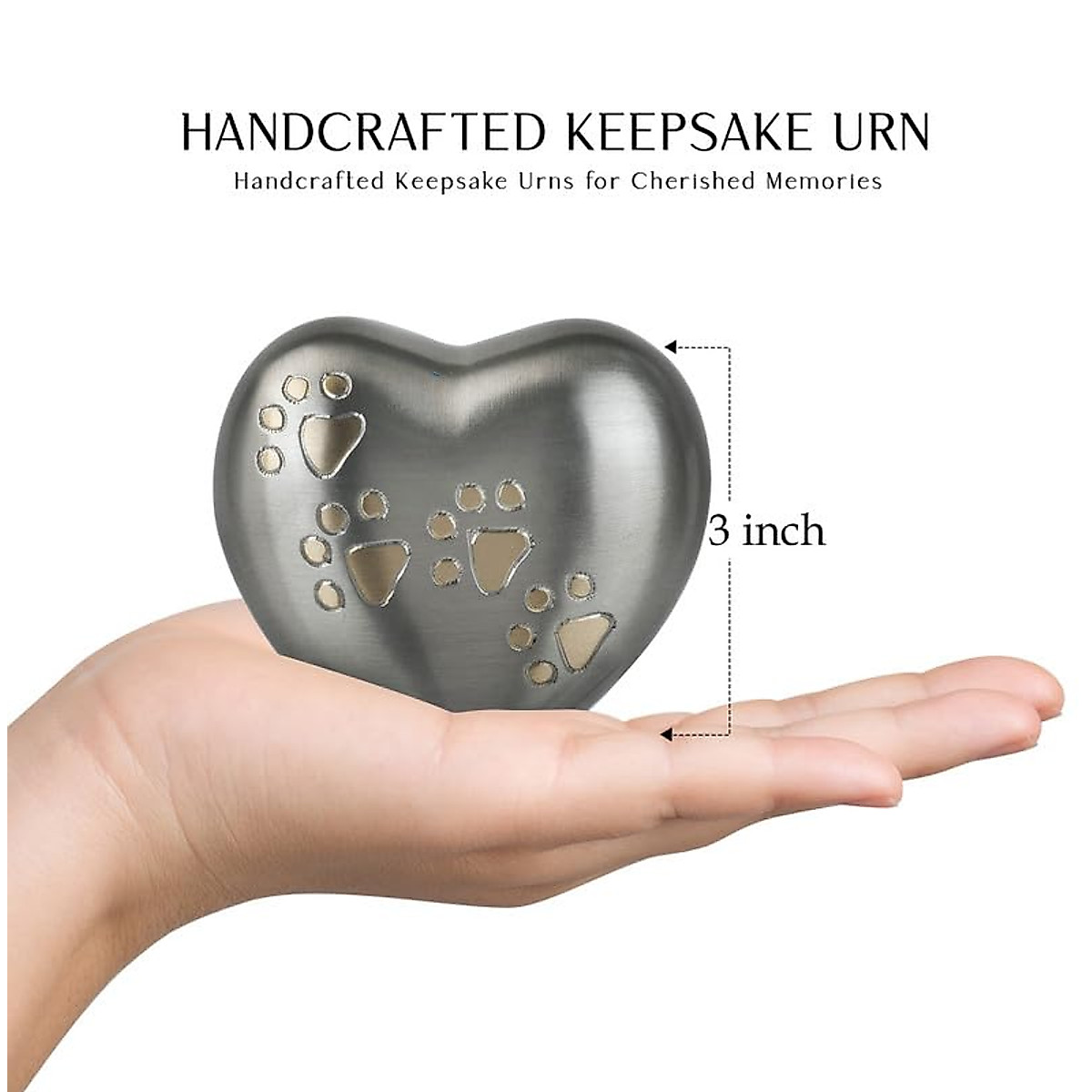 YATSKIA Heart Shaped Small Pet Urn - Cremation Urn for Cat & Dog - Heart Urn - Pet Ashes Keepsake - Small Urn for Pet Ashes - Pewter Pet Urn - Cremation Keepsake - Small Keepsake Urn