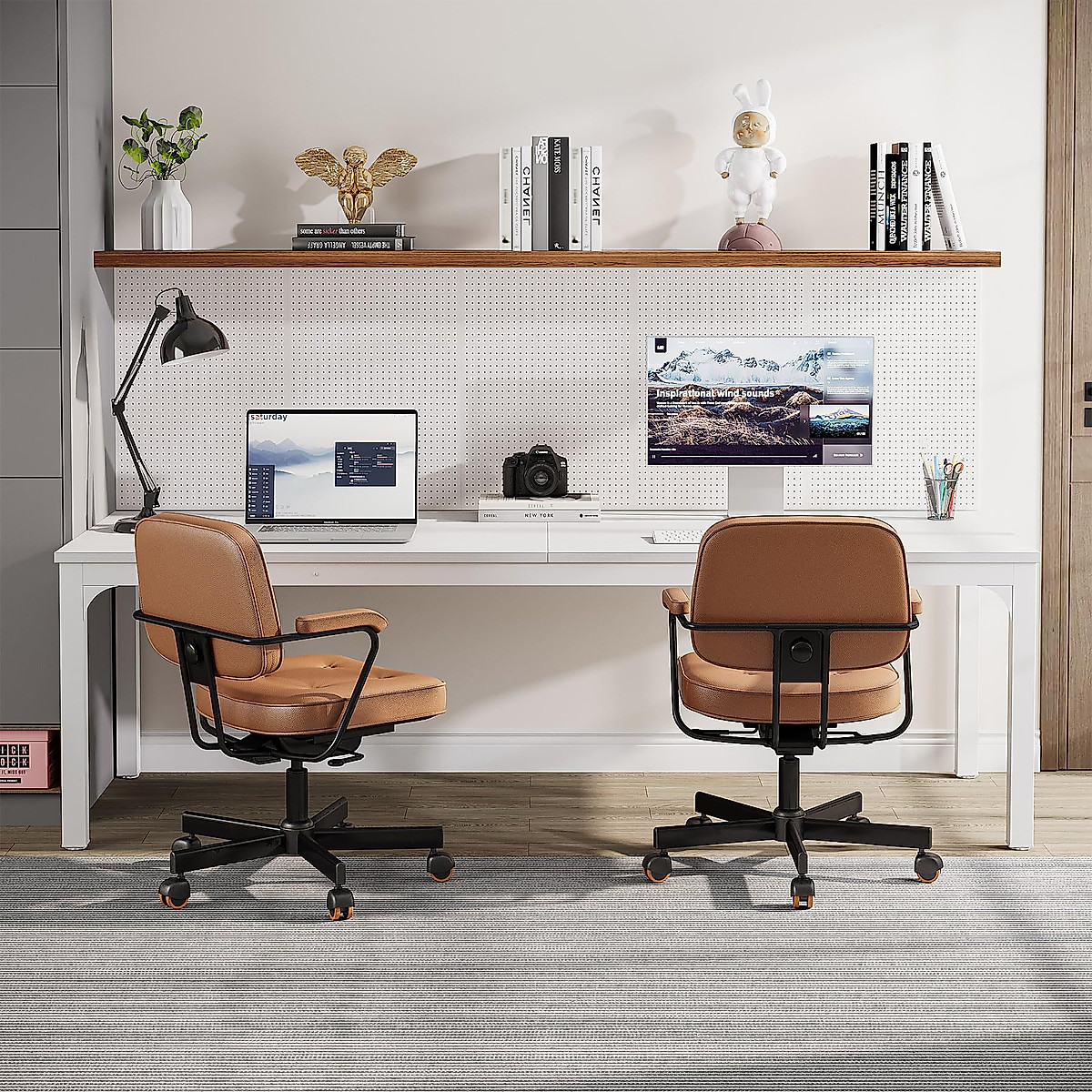 Tribesigns 2-Person Home Office Desk, 78.7" Extra Long Computer Desk, Double Workstation for Home Office, Work Desk for Two People (White)