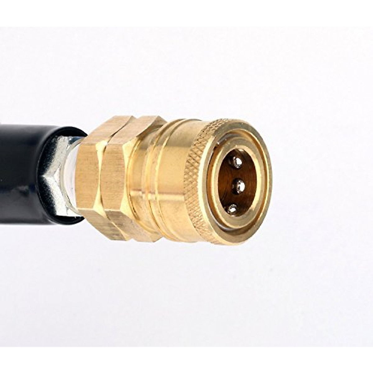 Interchange Brands 3/8” x 50ft 4000 PSI High Pressure Washer Hose Gray Non-Marking, Steel Braid, Quick Couplers, 275 Max Temp, Assembled In USA