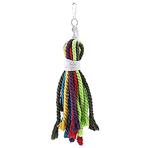 Parrot Colorful Preening Grooming Ropes Bird Chewing Toys Rope Toy Natural Cotton Cage Accessories for Amazons African Grey Cockatoos Conure Lovebird Lory
