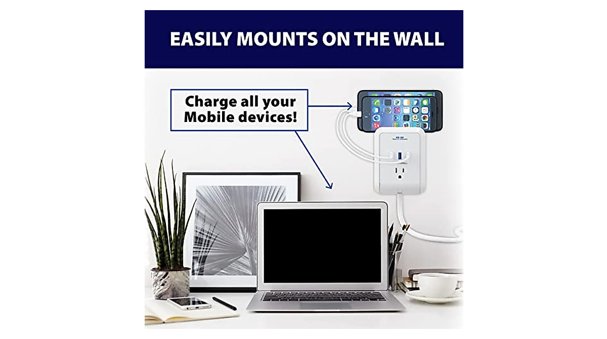 Bell + Howell Power Pro Outlet Extender, Wall Outlet Plug Extender, 4 ...