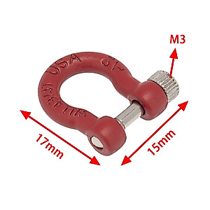 BOLIDORC 1:10 RC Tow Shackles D-Ring Trailer Buckles for 1/10 Scale RC Rock Crawler SCX10 Tamiya CC01 TRX4 D90 D110 RC Car Truck Accessories (4 PCS Red)