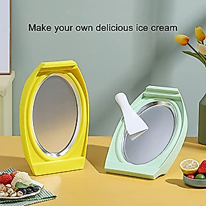 Rolled Ice Cream Maker Yoghourt Maker Food Grade Interesting Practical Ice Cream Roll Cold Plate for DIY Ideal for Home Kitchen Shop Restaurant (Green)