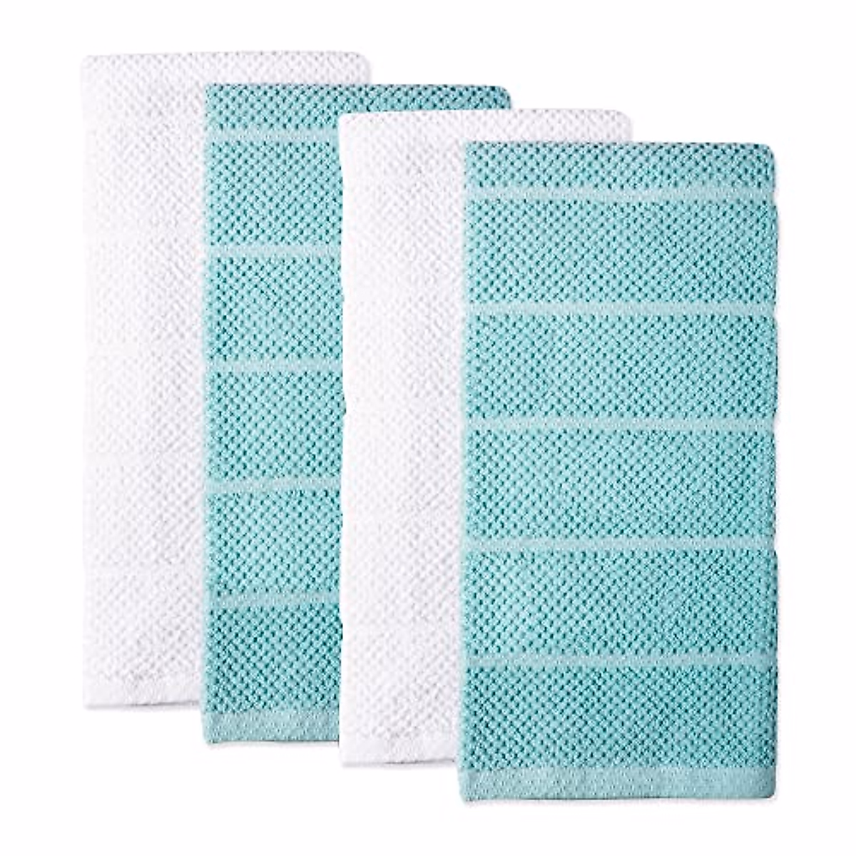 DII Basic Chef Collection, Assorted Terry Kitchen Towel Set, Dishtowel Set, Aqua, 4 Piece