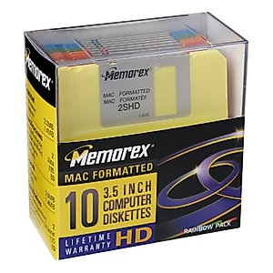 Memorex MF2HD 3.5" Mac-Formatted High-Density Floppy Disks (Colors, 10-Pack)