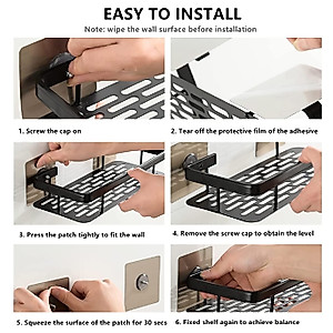 2 Pack Shower Caddy Shelf Organizer with 1 Soap Dish Holder Upgraded No Drilling Adhesive Wall Mounted Shower Caddy Basket Shelves Shower Storage Organizer Rack for Bathroom Kitchen (Matt Black)