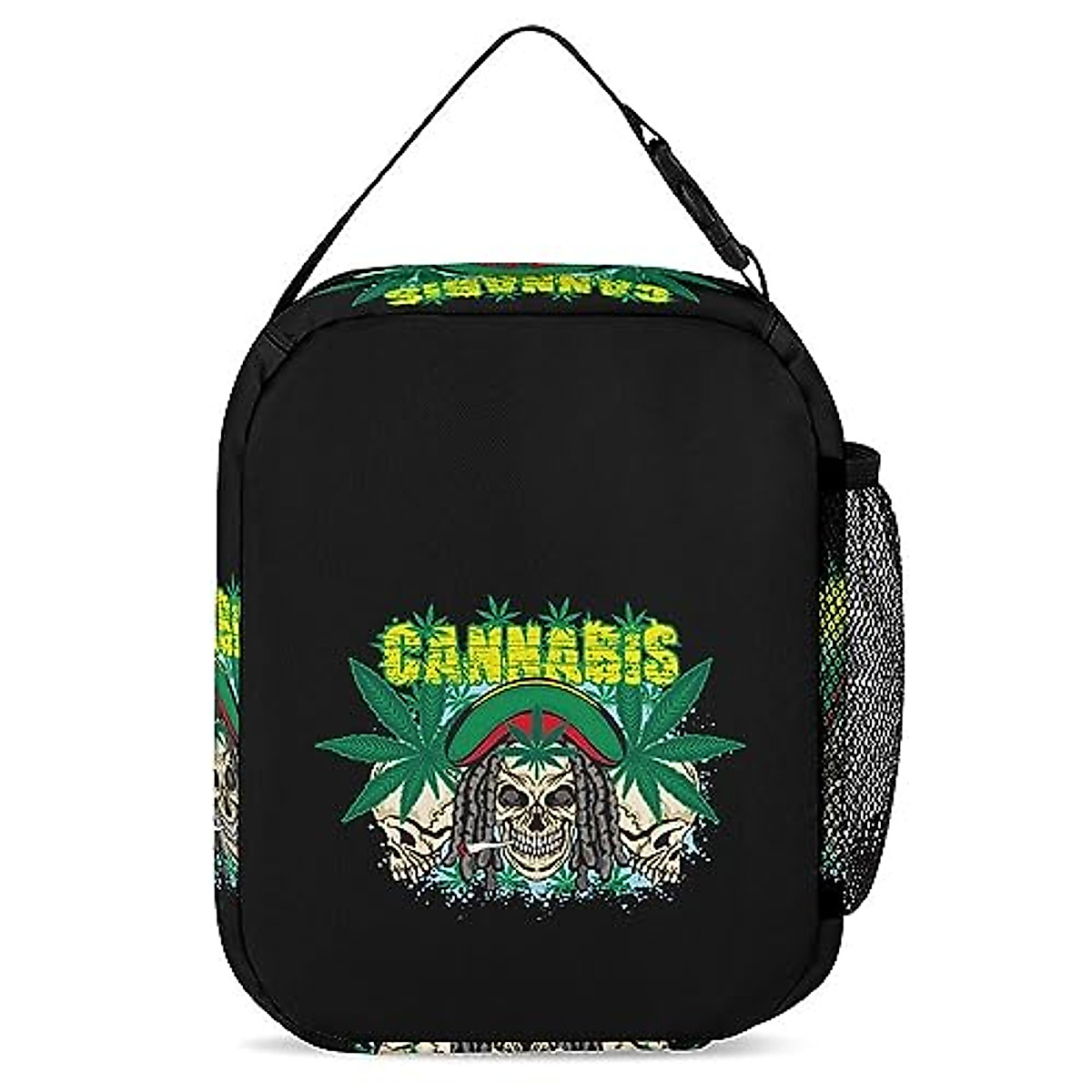 Skull and Weed Leaf 3 Pcs Backpack Set Portable Lunch Bag Pencil Pouch for Office