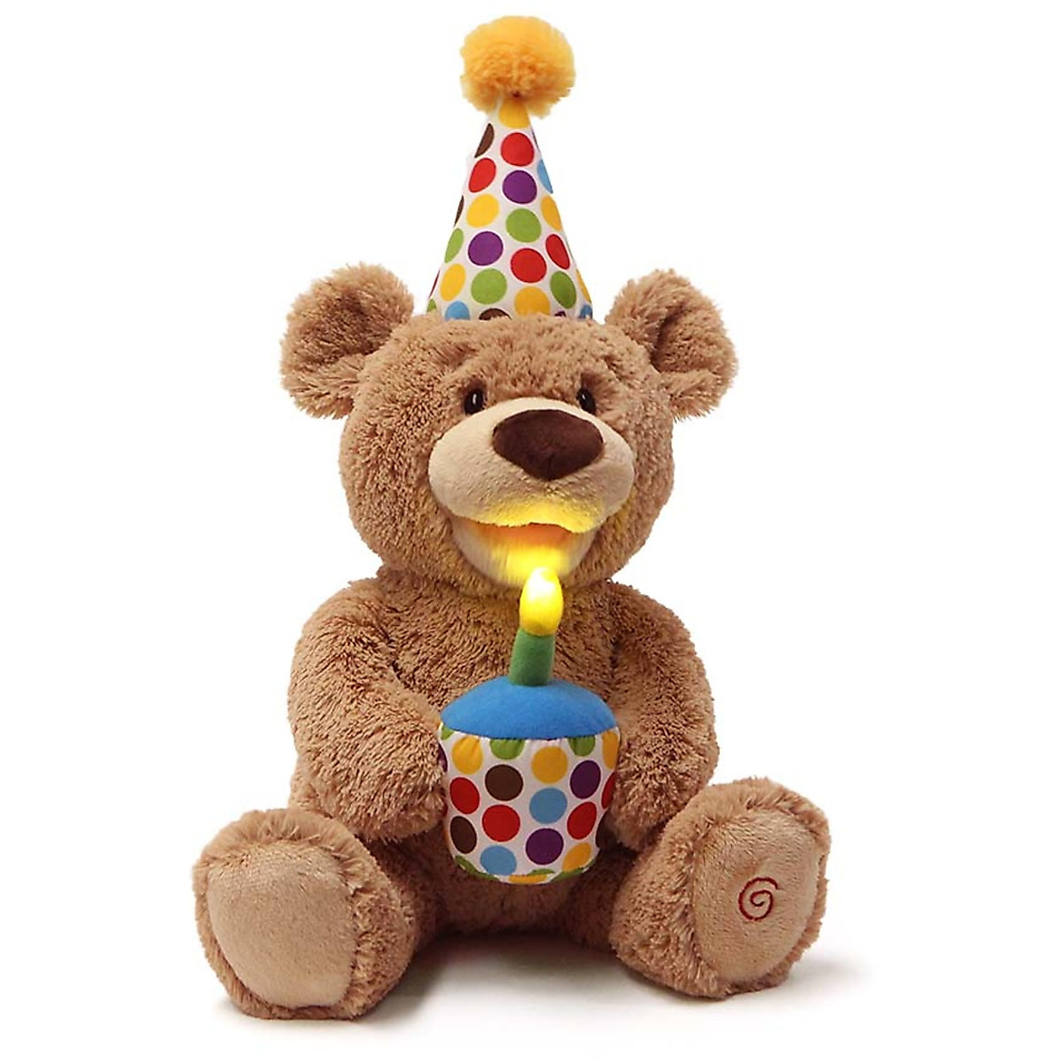 GUND Happy Birthday Teddy Bear Bear Animated Plush Toy, Glow-in-The-Dark Singing Stuffed Animal, Brown, 10”