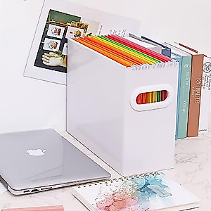 EOOUT 1 Pack White File Organizer Cardboard File Box for Letter Size Foldable Hanging File Folder Storage Hanging File Organizer with Handles for Office Home School