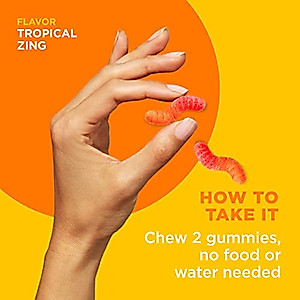 OLLY Hello Happy Gummy Worms, Mood Balance Support, Vitamin D, Saffron, Adult Chewable Supplement, Tropical Zing - 60 Count