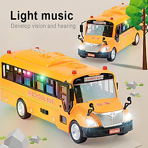 Diecast Toy School Bus, Burrs-Free Battery-Operated Toddler Educational Alloy Bus Car Toy