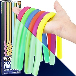 BUNMO Glow in The Dark Stretchy Strings 6pk | Calming Sensory Toy | Perfect Fidget Toy for Anxiety & Stress | Addictive & Fun | Party Favors for Kids | Stimulating & Soothing Fidget Toy