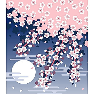 Nawrap Printed Dishcloth, Made in Japan, Durable and Absorbent, Sakura with Moon Print