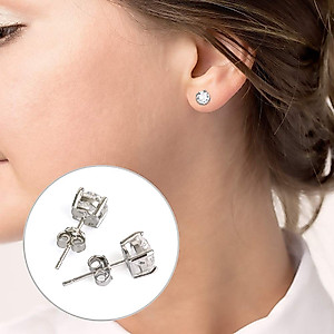 UHIBROS 6 Pairs Stainless Steel Stud Earrings Set For Mens Womens Hypoallergenic Cubic/Square Zircon Earrings 18K White Gold 316L CZ Earring