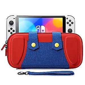 KENOBEE Carry Case for Nintendo Switch OLED Model 2021 / Switch 2017, Slim Portable Hard Shell Cover Storage Travel Bag with 10 Game Cartridge Holder, Inner Pocket for Switch/ OLED Console & Accessories