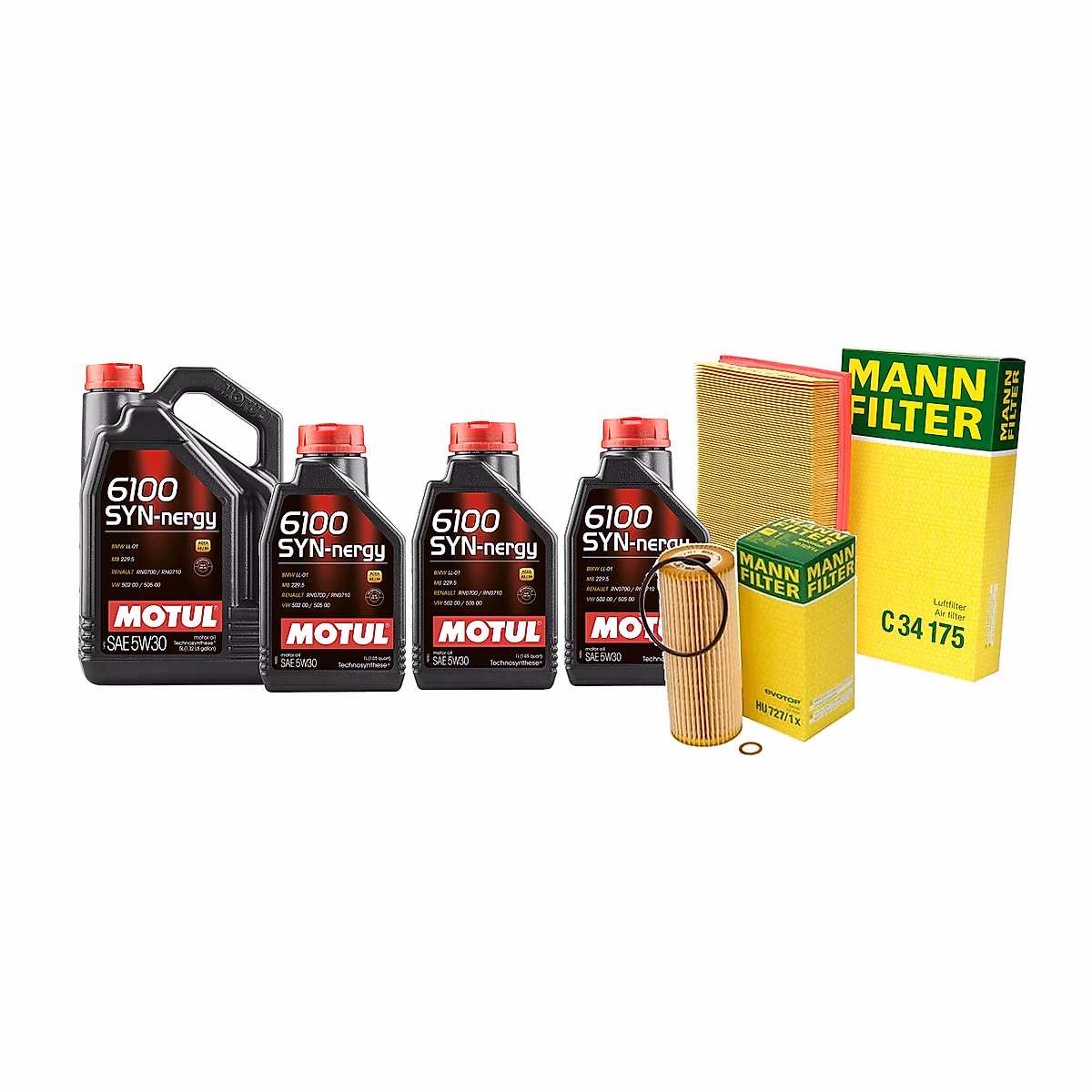 8L 6100 SYNNERGY 5W30 Filter Motor Air Oil Change Kit for W210 E320 3.2L W124 W210 C214 S124 A124 E320 3.2L L6 Naturally Gas MB-229.5 W124 1994-1997 Engine Oil Air Filter Kit
