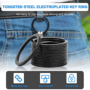 AWTOK 32mm Black Split Key Ring, Black Flat Key Ring, Black Split Ring, Black O Ring for Car Keys, for Home Key (12pcs)