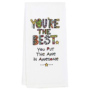 Enesco Our Name is Mud Cuppadoodle You're The Best Embroidered Dish Cloth Tea Towel, 26.5 Inch, Multicolor