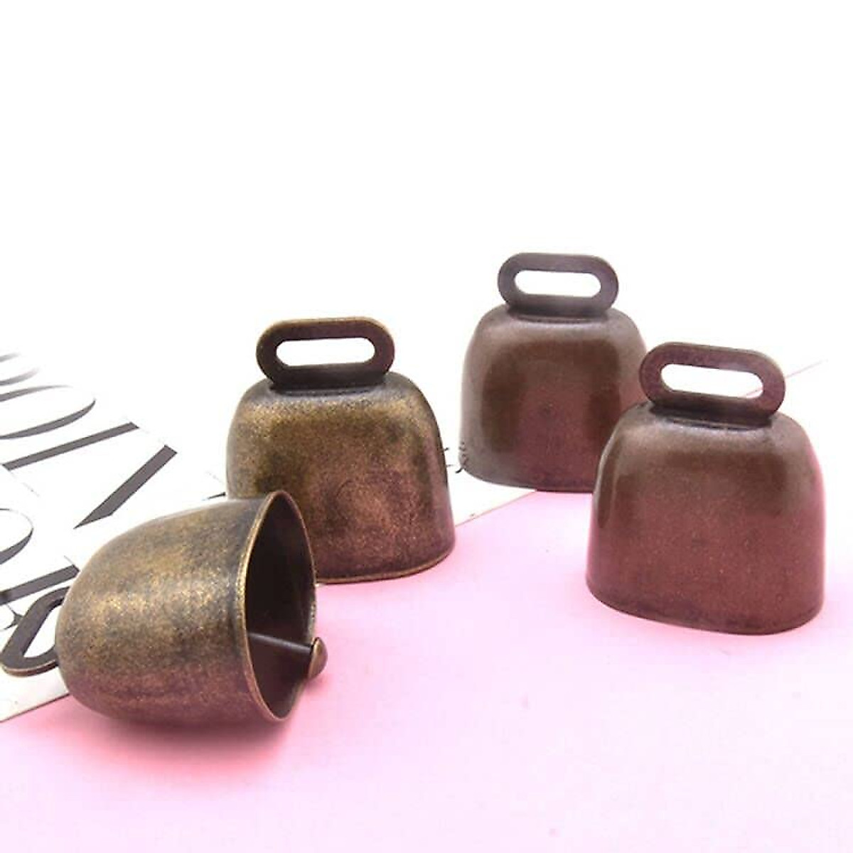 8 Pack Cow Horse Sheep Grazing Copper Bells, Small Metal Brass Bells, Loud Ringing Cowbell Noisemakers, Hanging Jingle Bell for Animal Pet Collar Doors Crafts Christmas Wedding Decor (Bronze)