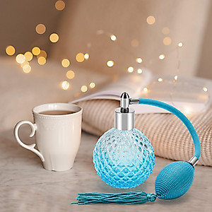 Coolrunner Crystal Art Vintage Style Refillable Perfume Atomizer Long Spray Bottle 100ml (Blue)