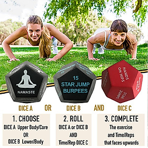 EUKK Yoga Exercise Dice, 12 Sided Fitness Dice Home Gym Equipment, PU Workout Dice for Full Body Workouts – Includes Yoga Dice