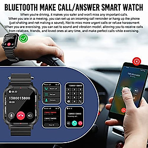 Indekos Smart Watches for Men Women,1.85" Big LCD Screen Bluetooth Calling Sport Rugged Fitness Tracker IP67 Life Waterproof Smartwatches Compatible with iPhone Android Phones (Black)