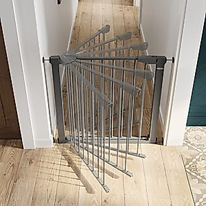 Graco BabySteps Walk-Thru Metal Safety Gate (Gray) - Pressure-Mounted Baby Gate for Doorway, Expands from 29.5-40.5 Inches, 29.5 Inches Tall, Includes 3 Extensions, Perfect for Children, Pet-Friendly