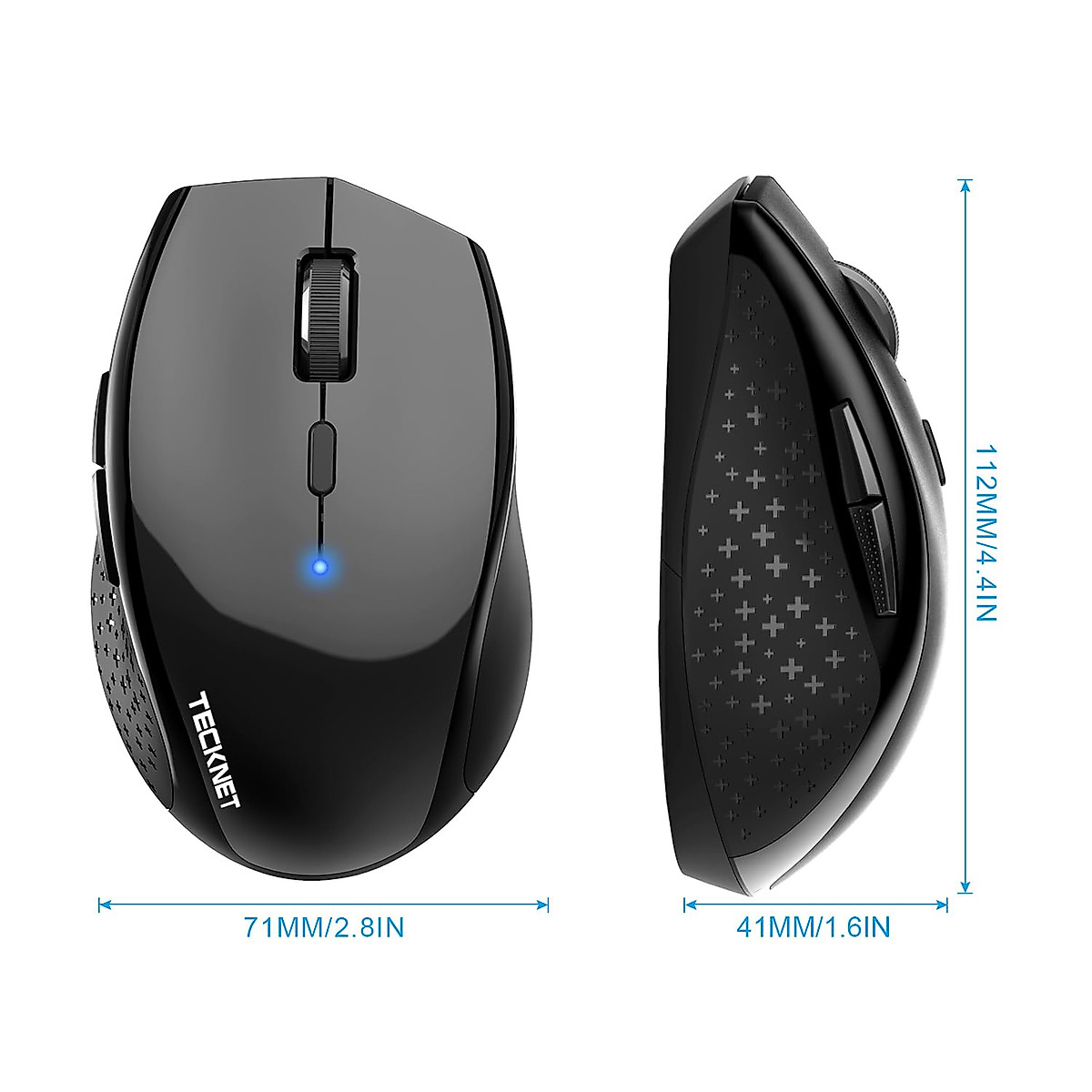 TECKNET Bluetooth Mouse, 4800 DPI Wireless Mouse, 2-Year Battery Computer Mouse 6 Adjustable DPI, 6 Buttons Compatible with Laptop/Windows/Computer
