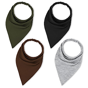 Gjinxi Elastic Scarf Headband 4Pcs Triangle Bandana 13 Inch Large Boho Head Scarves Non Slip Headpiece Summer Hair Kerchief Wraps Solid Color Stretch Hair Accessories Fit Teen Girls Travel Party